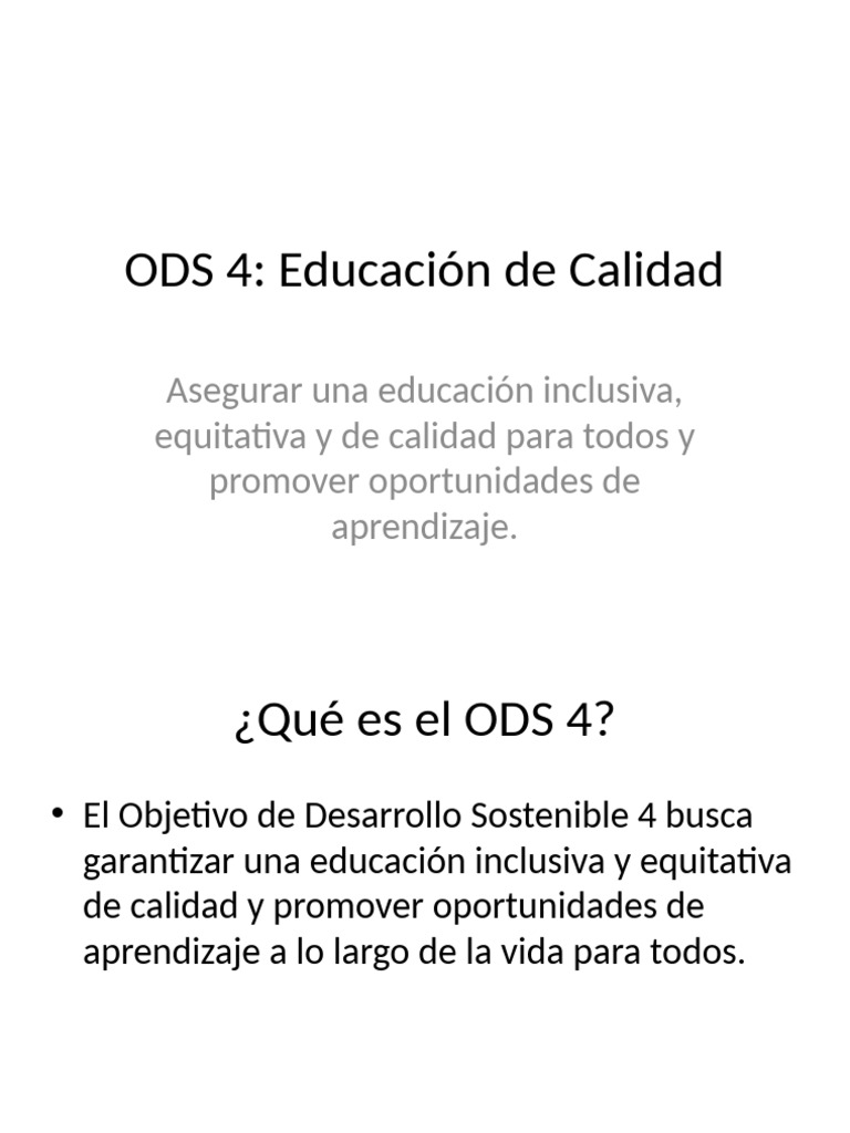 ODS 4 Educacion Calidad | PDF