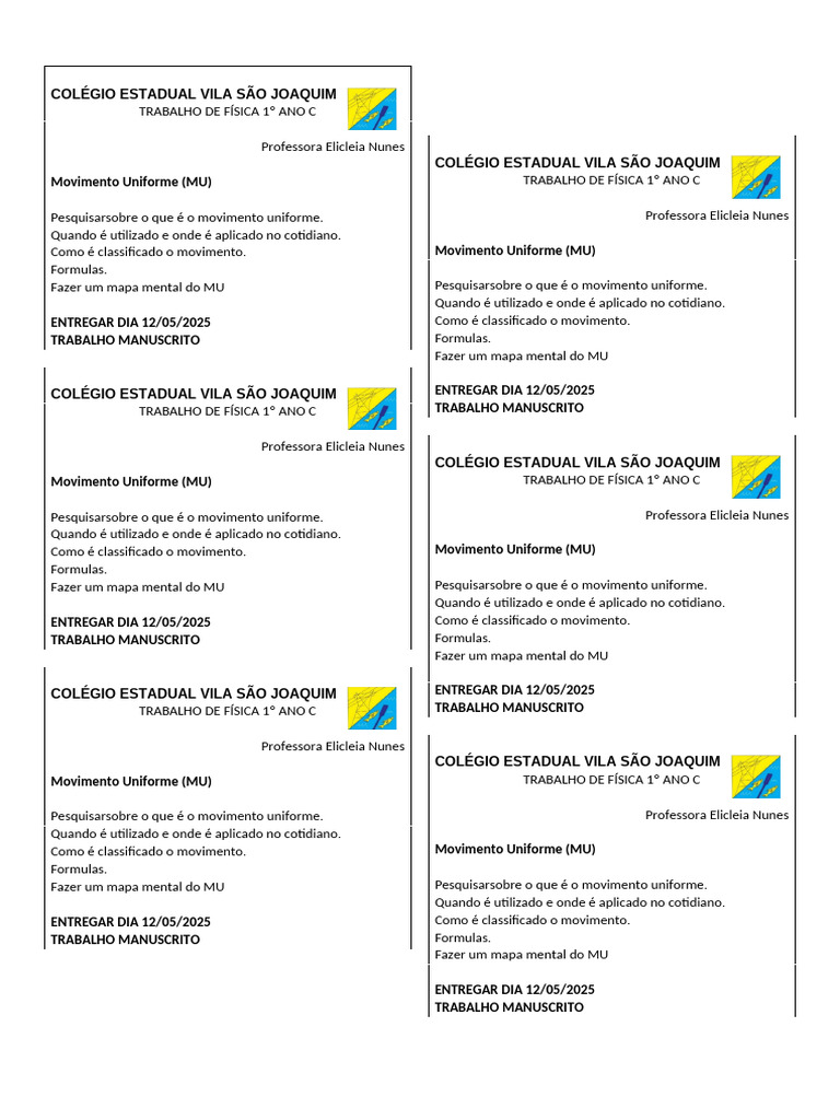 Movimento Uniforme: Definição e Aplicações | PDF | Física