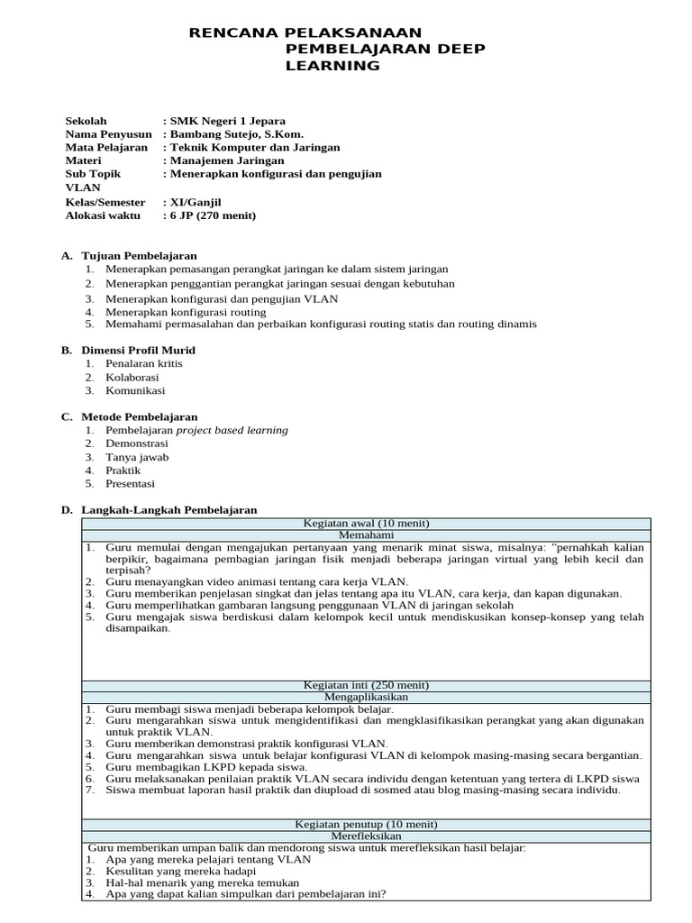 RPP DEEP LEARNING _ IPA 7 Membuat Taksonomi Tumbuhan Dan Hewan | PDF