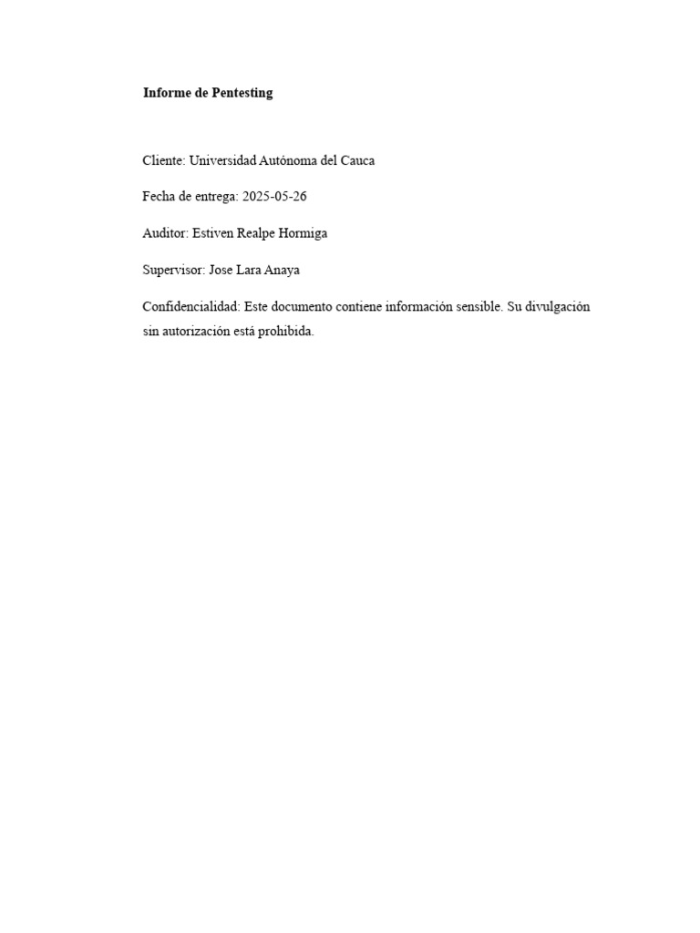 Informe de Pentesting Autonoma - Estiven Realpe | PDF | sistema de ...