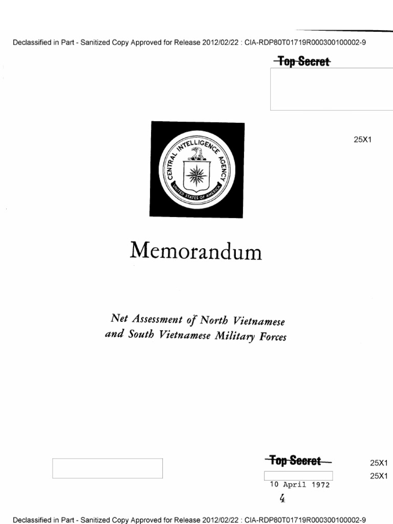 CIA-Memo Net Assessment of North and South Vietnamese Military Forces ...