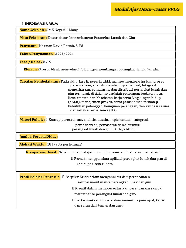 Pak David Modul Ajar | PDF