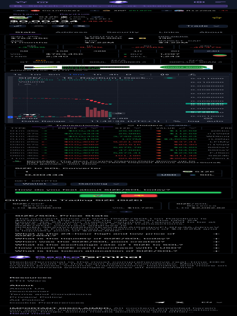 SIZESOL - SIZE Price On Raydium GeckoTerminal | PDF | Financial Technology | Finance & Money ...