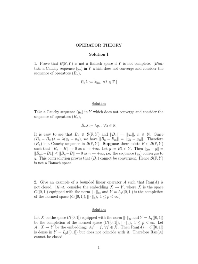 Operator Theory: Key Concepts and Examples | PDF | Eigenvalues And ...