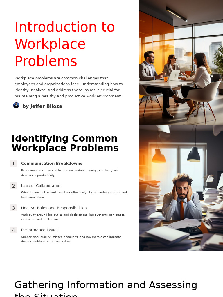 Introduction To Workplace Problems | PDF | Feasibility Study | Employment