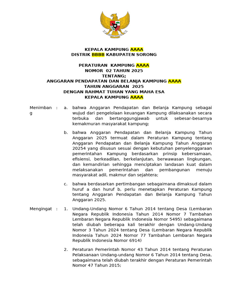 contoh Perkam APBK 2025 | PDF