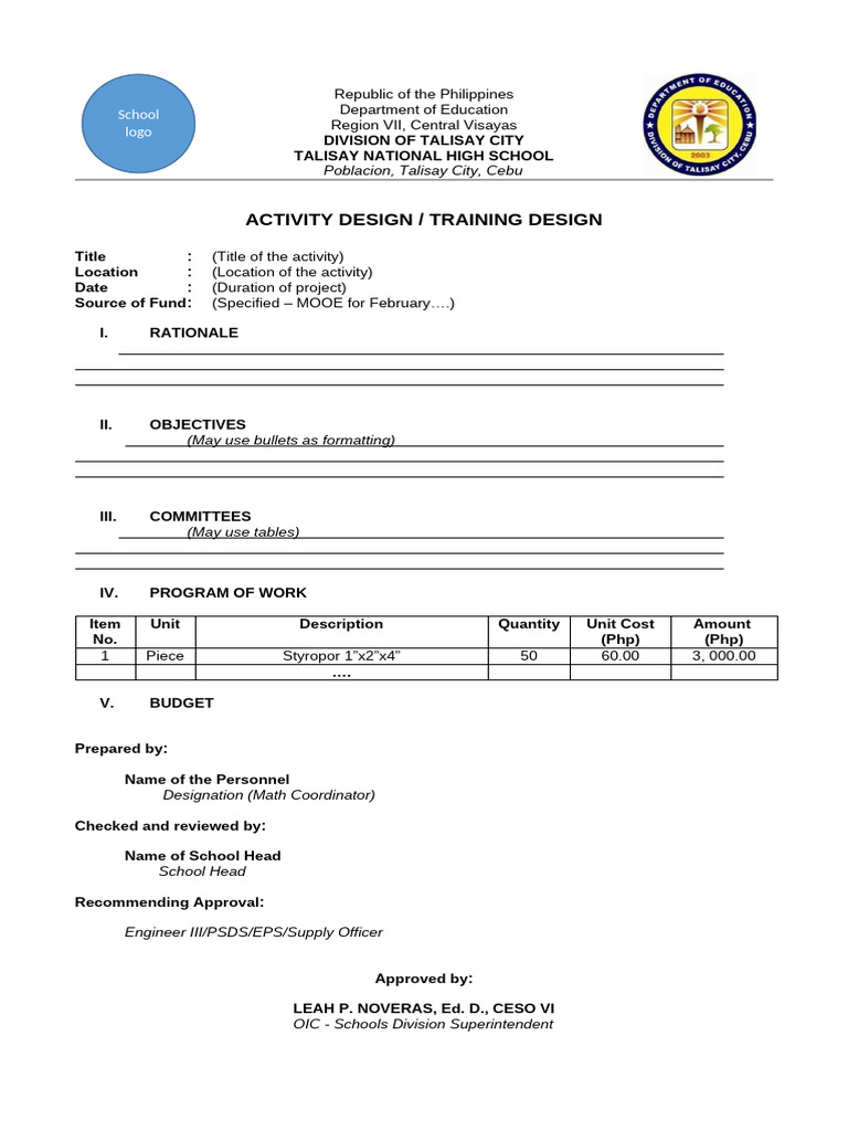 Sample Training Activity Design Format | PDF