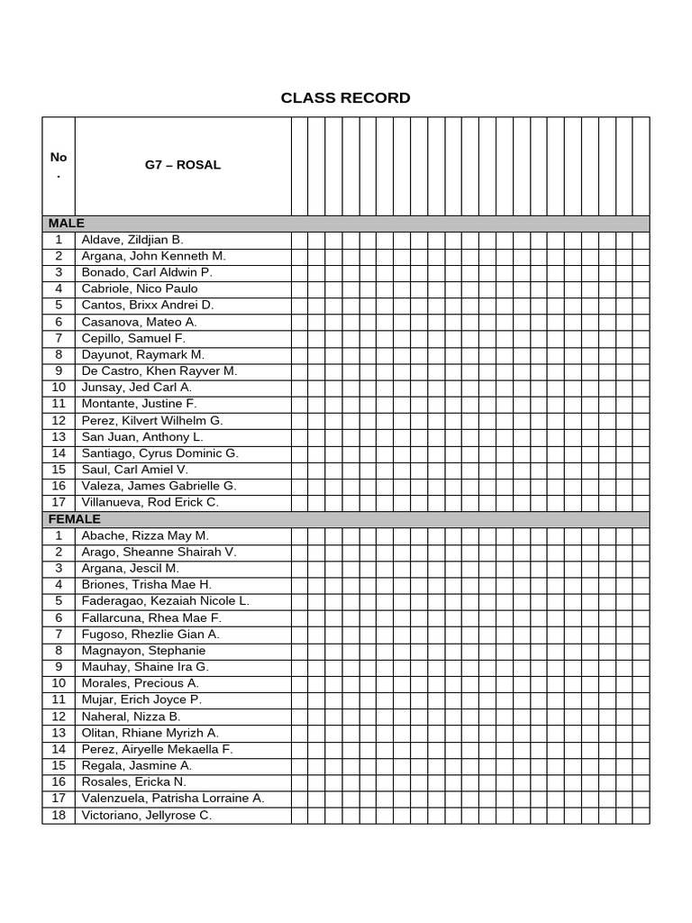 Class Record Attendance | PDF