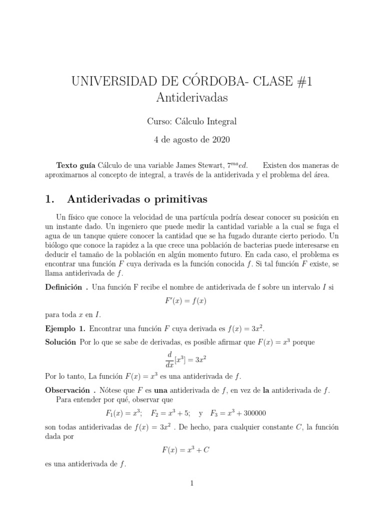 CLASE #1 aNTIDERIVADAS | PDF | Integral | Función (Matemáticas)