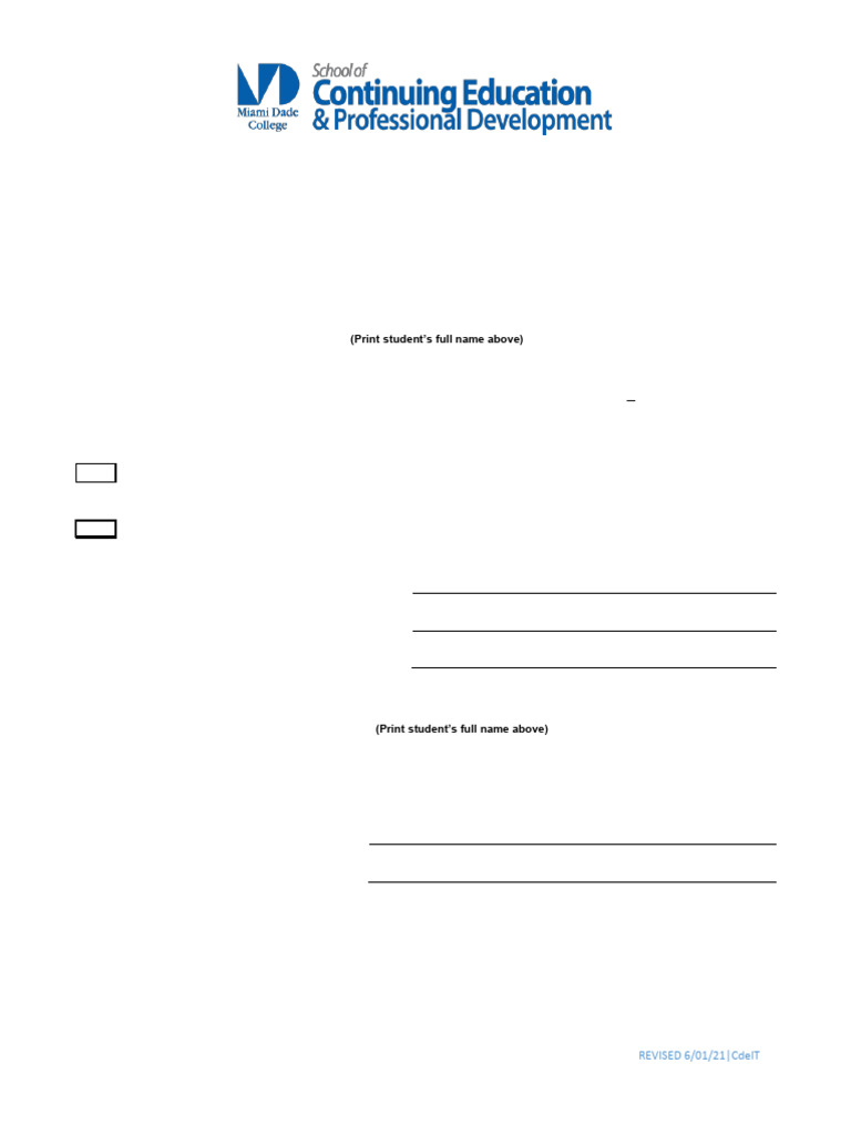 ESOL Form - Underage Waiver 2021 For ESOL Students | PDF