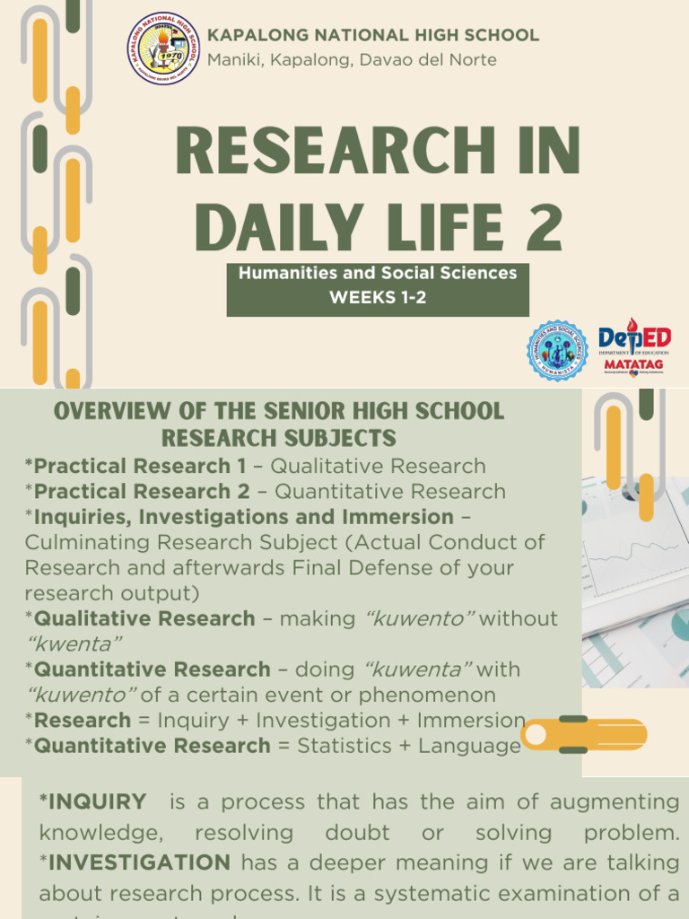 Reviewer Week 1 2 Humss Research 2 Presentation | PDF | Quantitative ...