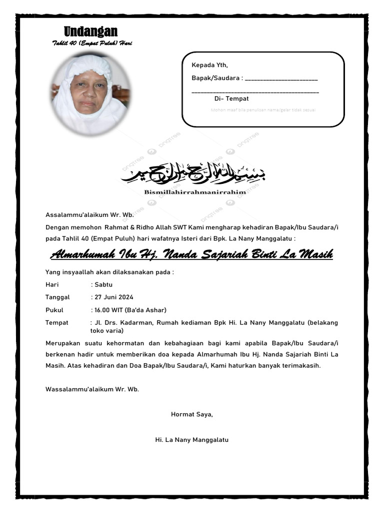 Undangan 40 Hari | PDF