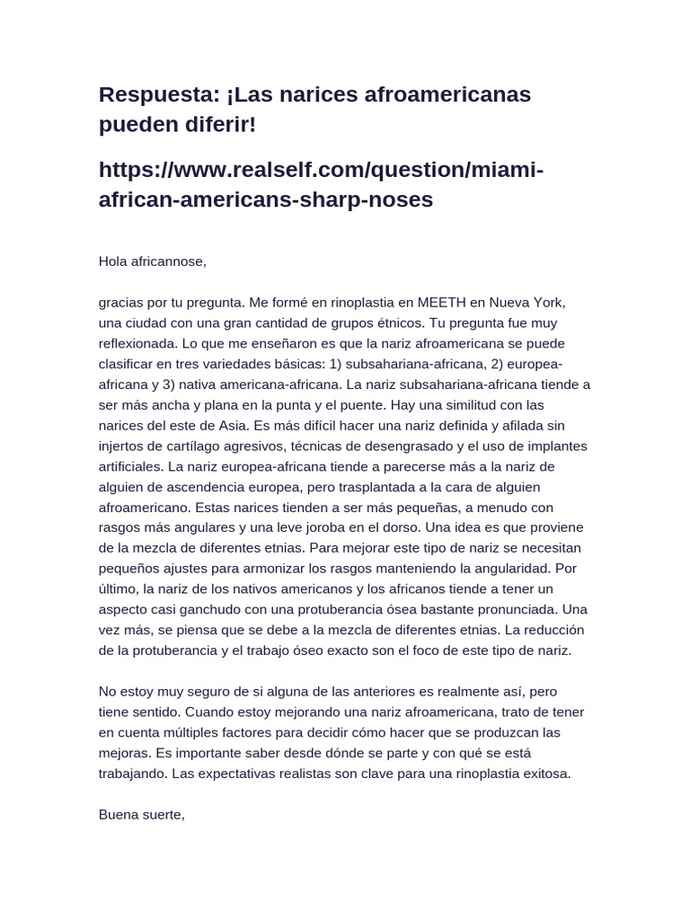 Variedades de narices afroamericanas | PDF