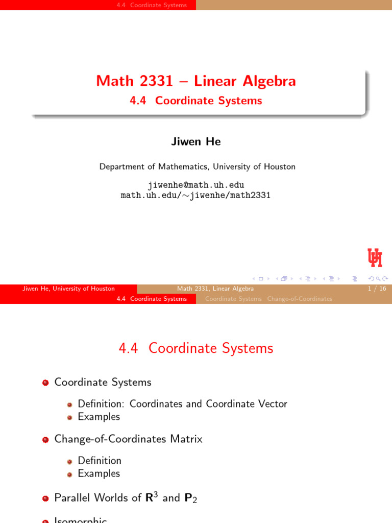 Coordinate System | PDF | Linear Map | Basis (Linear Algebra)