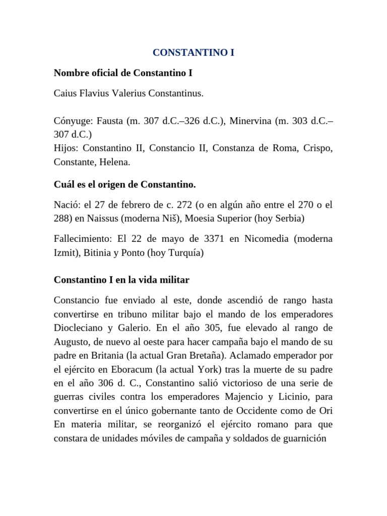 Nombre Oficial de Constantino I | PDF | Constantino el grande | Europa ...
