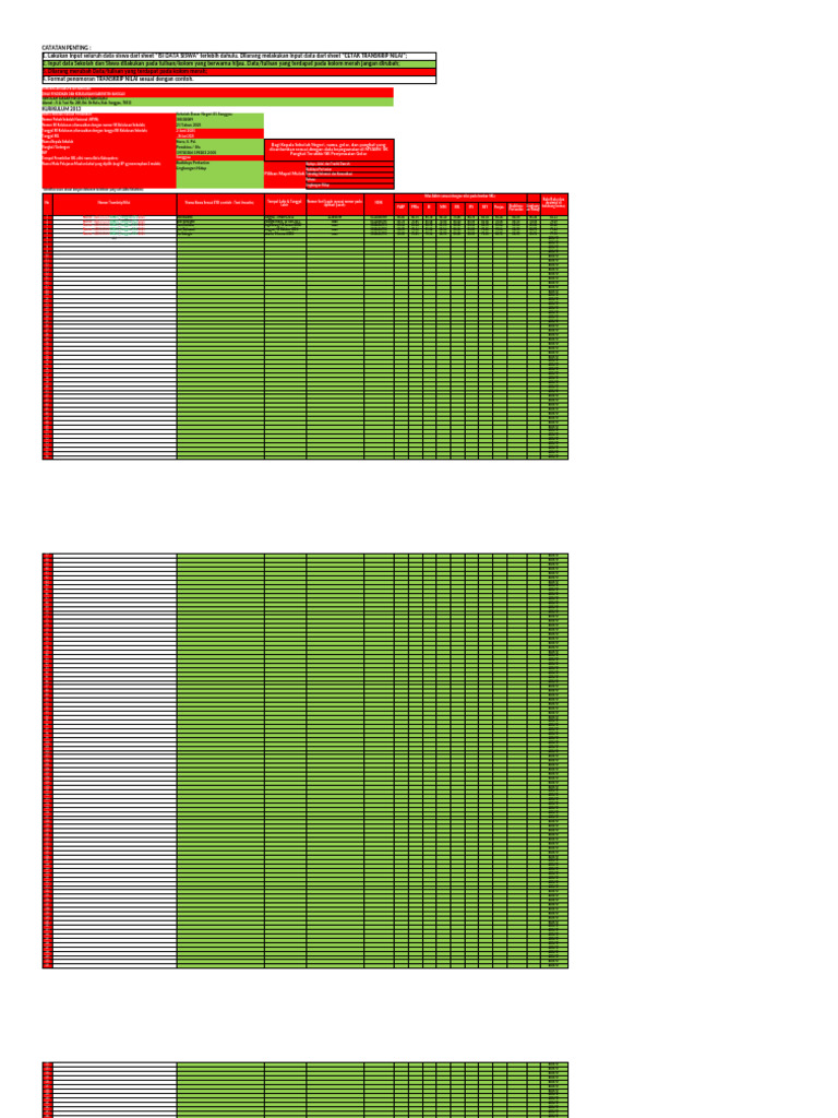 Master Cetak Transkrip Nilai SD TP 2024 - 2025 Kurikulum 2013 Mulok 2 ...