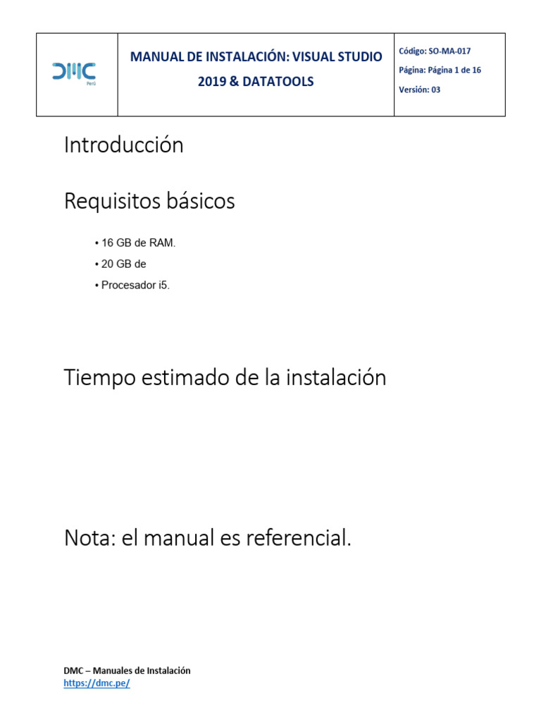 MANUAL DE INSTALACIÓN VISUAL STUDIO Datatools | PDF | Ciencias de la Computación | Software de ...