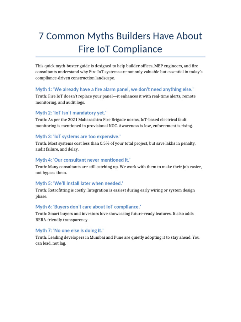 Builder Fire IoT MythBuster | PDF