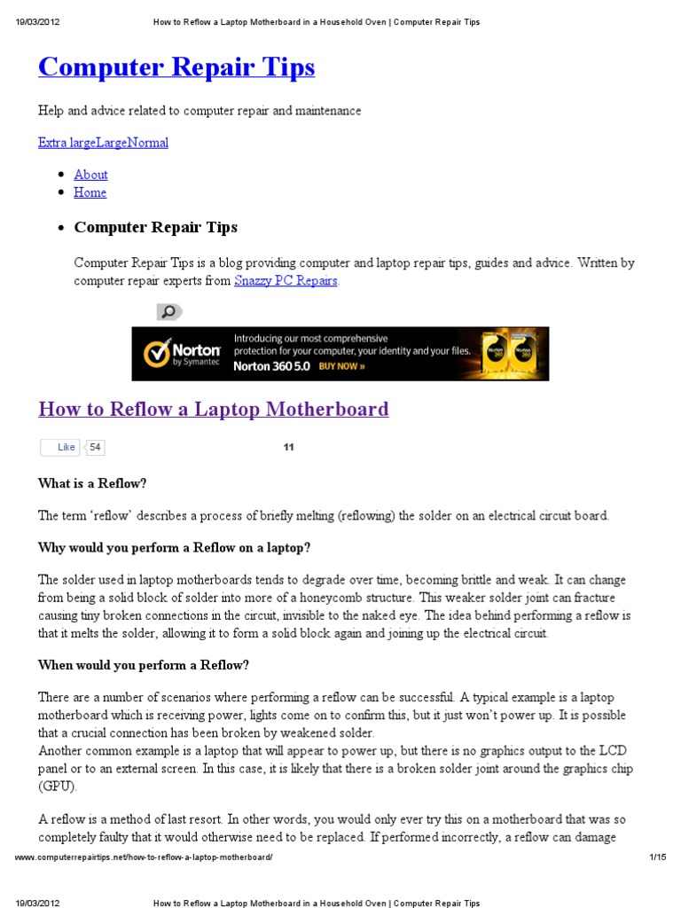 How To Reflow A Laptop Motherboard in A Household Oven - Computer ...