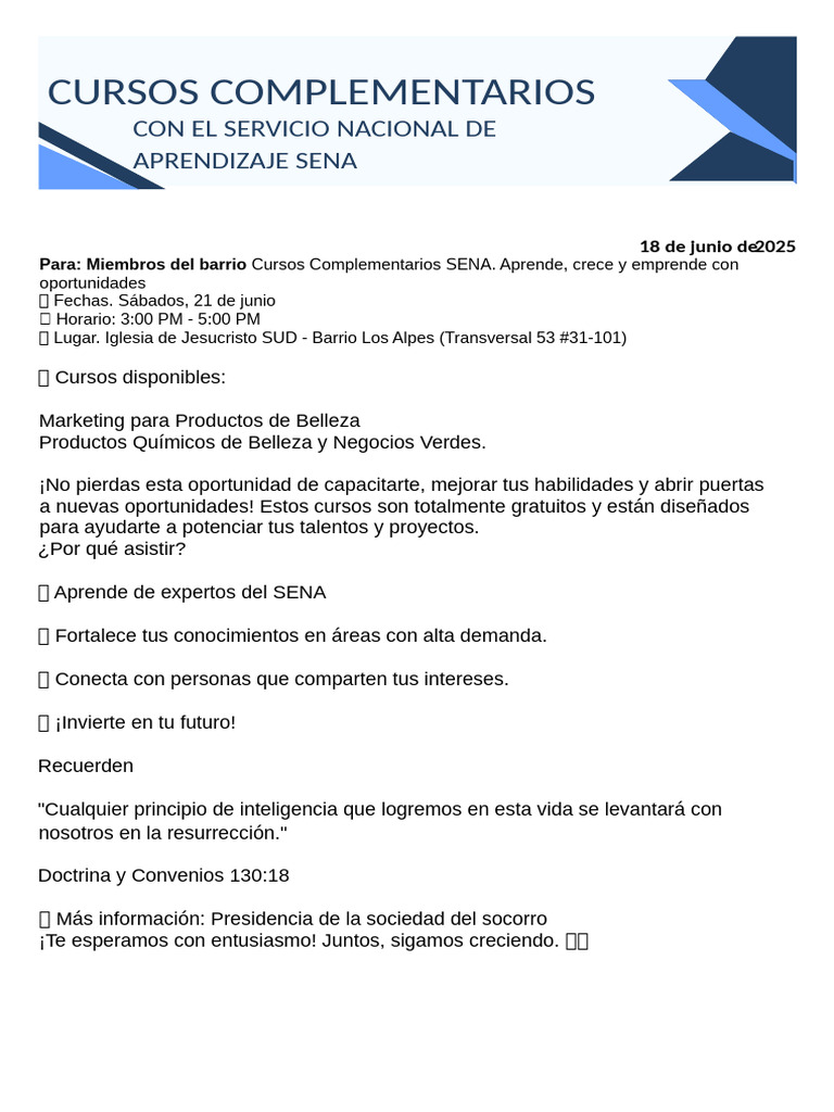 INVITACION CURSOS COMPLEMENTARIOS | PDF