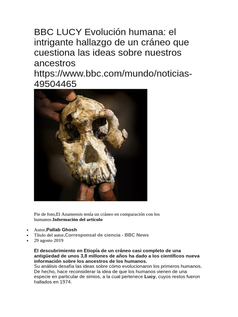 BBC LUCY Evolución Humana | PDF | Lucy (Australopithecus) | Evolución humana