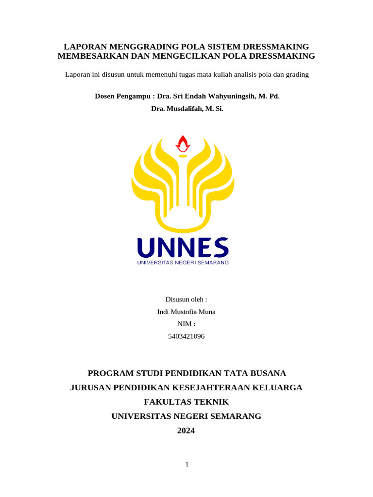Jobsheet Grading Pola Busana | PDF