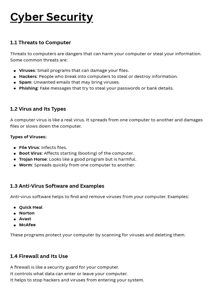 Cyber Security Awareness for Class 7 | PDF