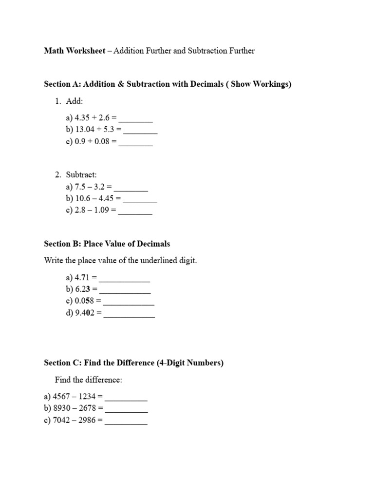 Addition and Subtraction Further - Grade 4 National | PDF