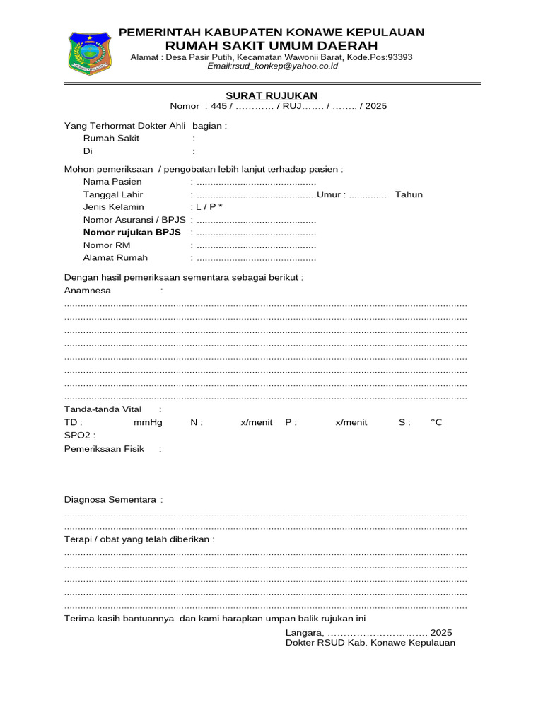 Form. Surat Rujukan RSUD New | PDF