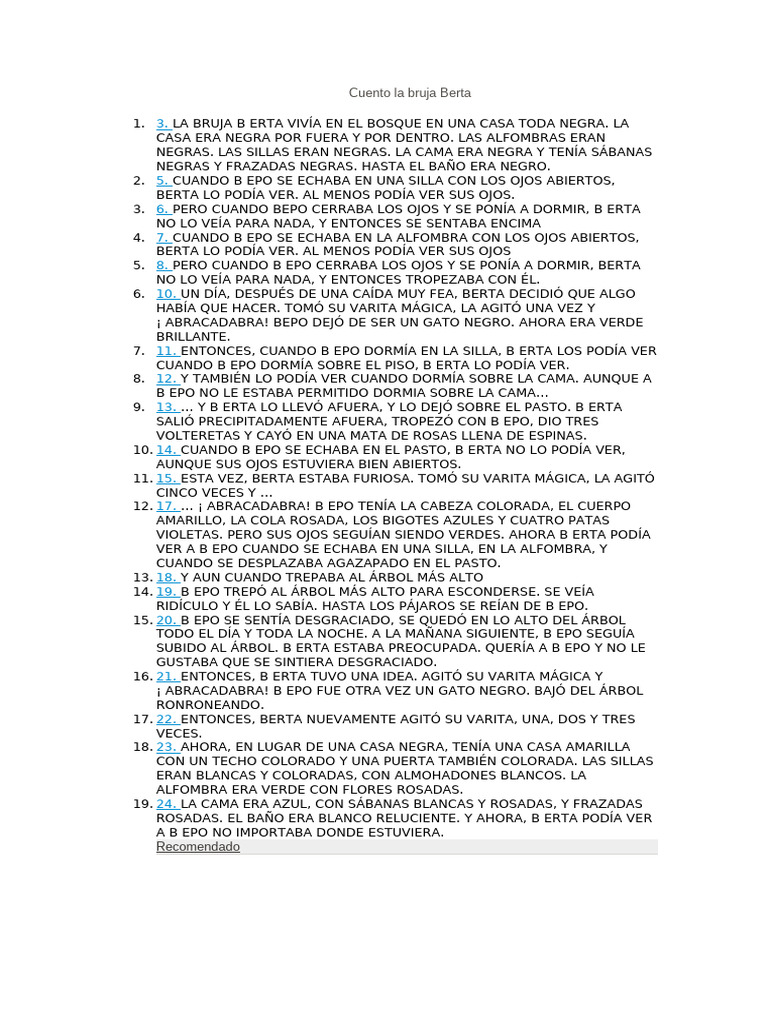 Cuento La Bruja Berta | PDF