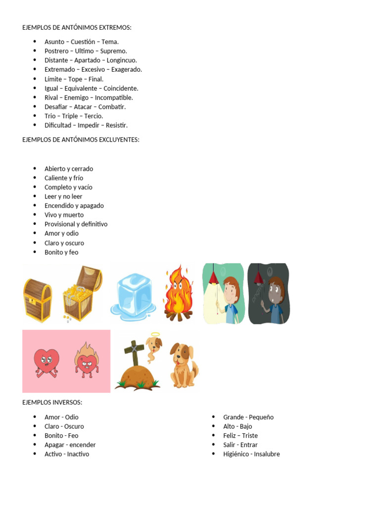 Ejemplos de Antónimos Extremos | PDF