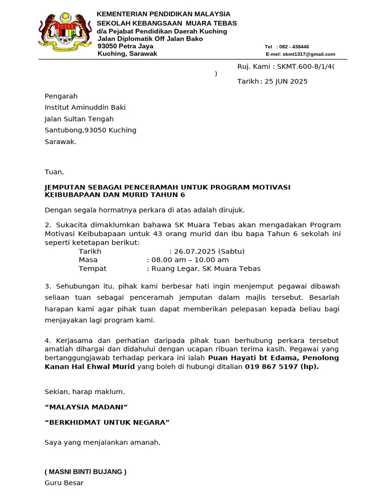 Surat Jemputan Penceramah IAB | PDF