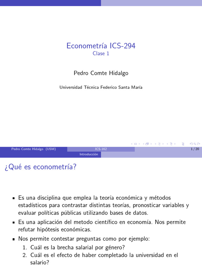 Clase 1 | PDF | Muestreo (Estadísticas) | Econometría