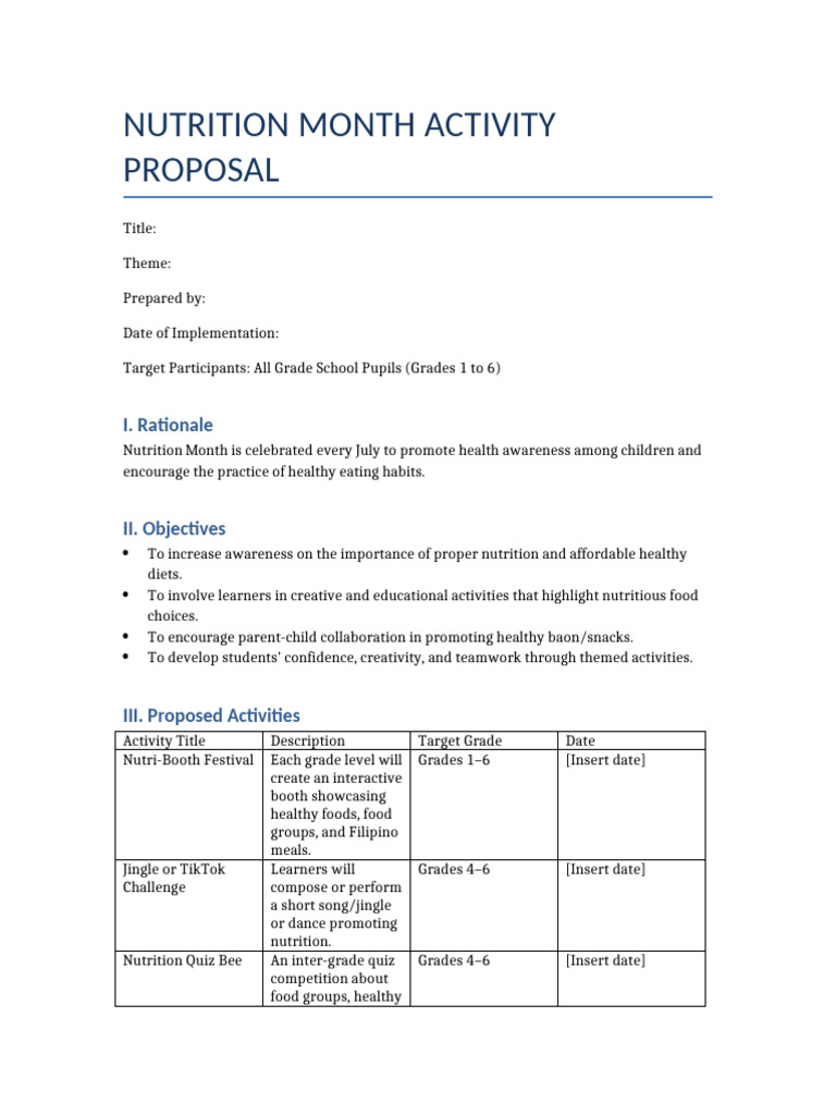 Nutrition Month Proposal | PDF