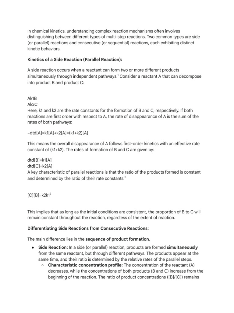 Q.4 Discuss The Kinetics of A Side Reaction. How Will... | PDF ...