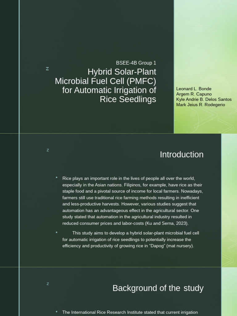 Hybrid Solar Plant Microbial Fuel Cell PMFC Final | PDF | Solar Power ...