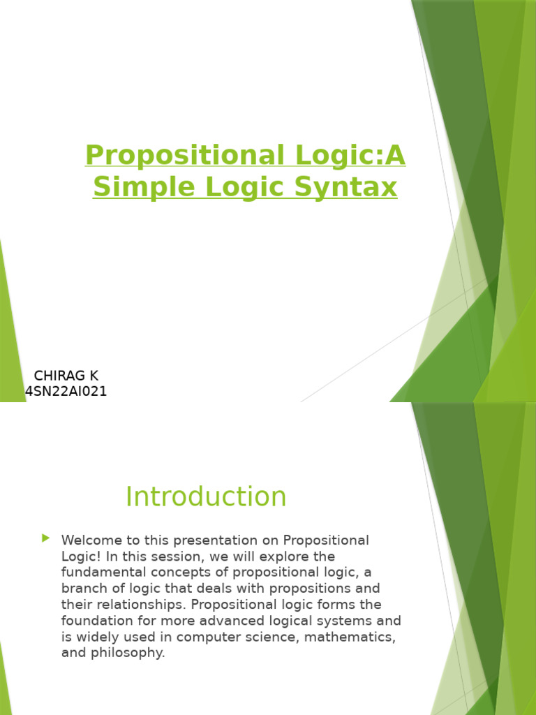 Propositional Logic Presentation | PDF | Logic | Proposition