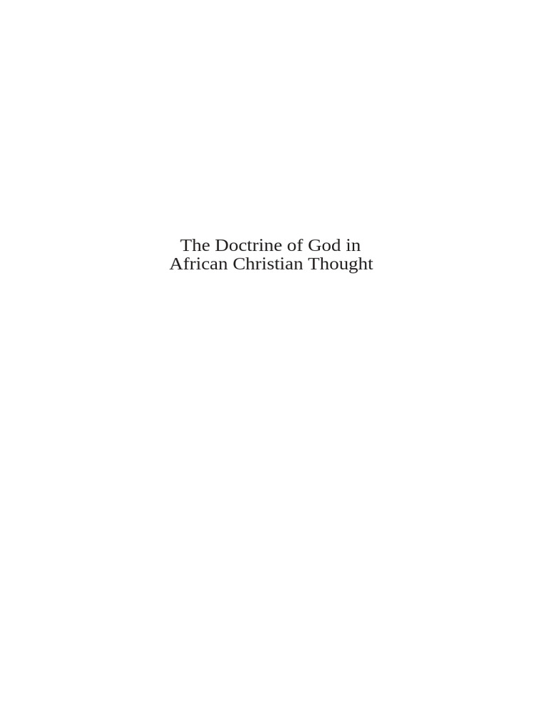 The Doctrine of God in African Christian Thought | PDF | Trinity | Theology