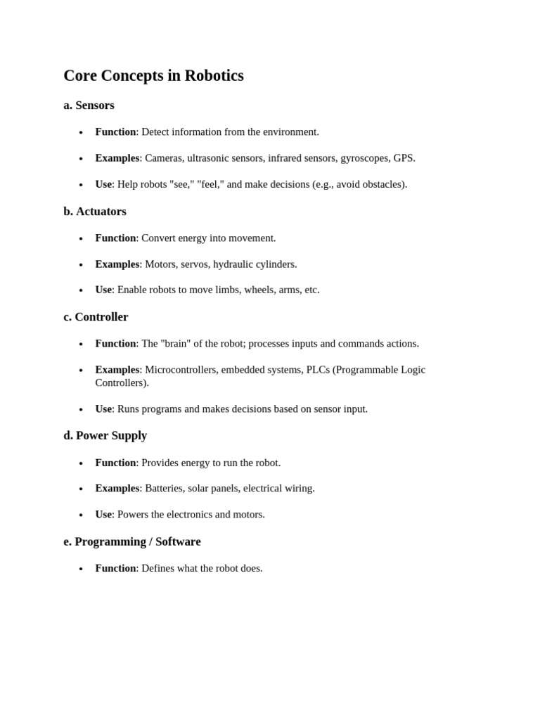 Core Concepts in Robotics | PDF