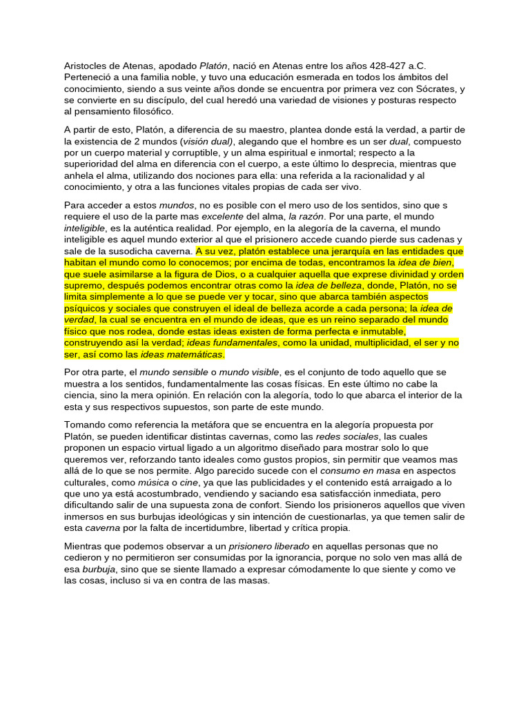 Aristocles de Atenas | PDF | Platón | Metafísica