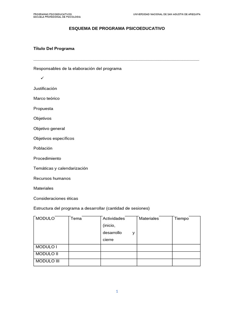 Esquema de Programa Psicoeducativo | PDF