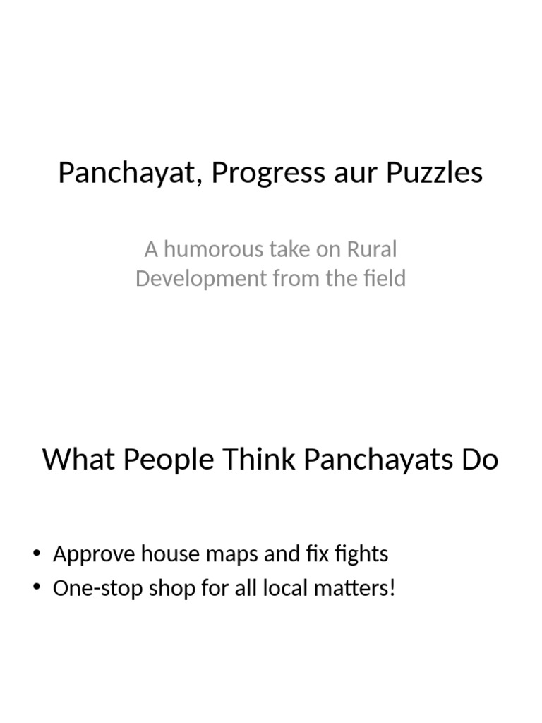 Panchayat Presentation Humorous BDO Style | PDF