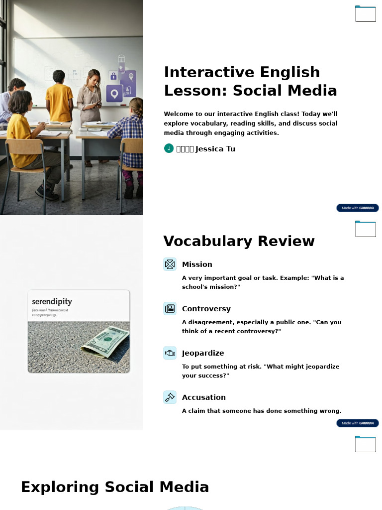 Interactive English Lesson Social Media | PDF | Facebook | Social Media
