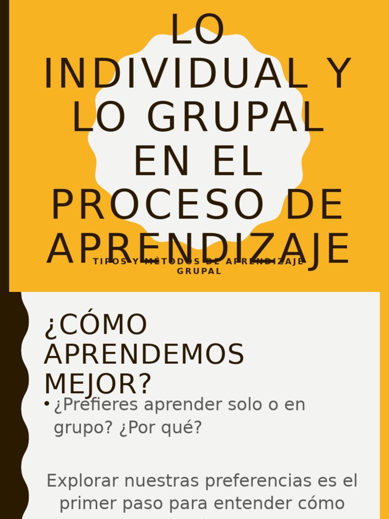 Lo Individual y Grupal en El Aprendizaje | PDF