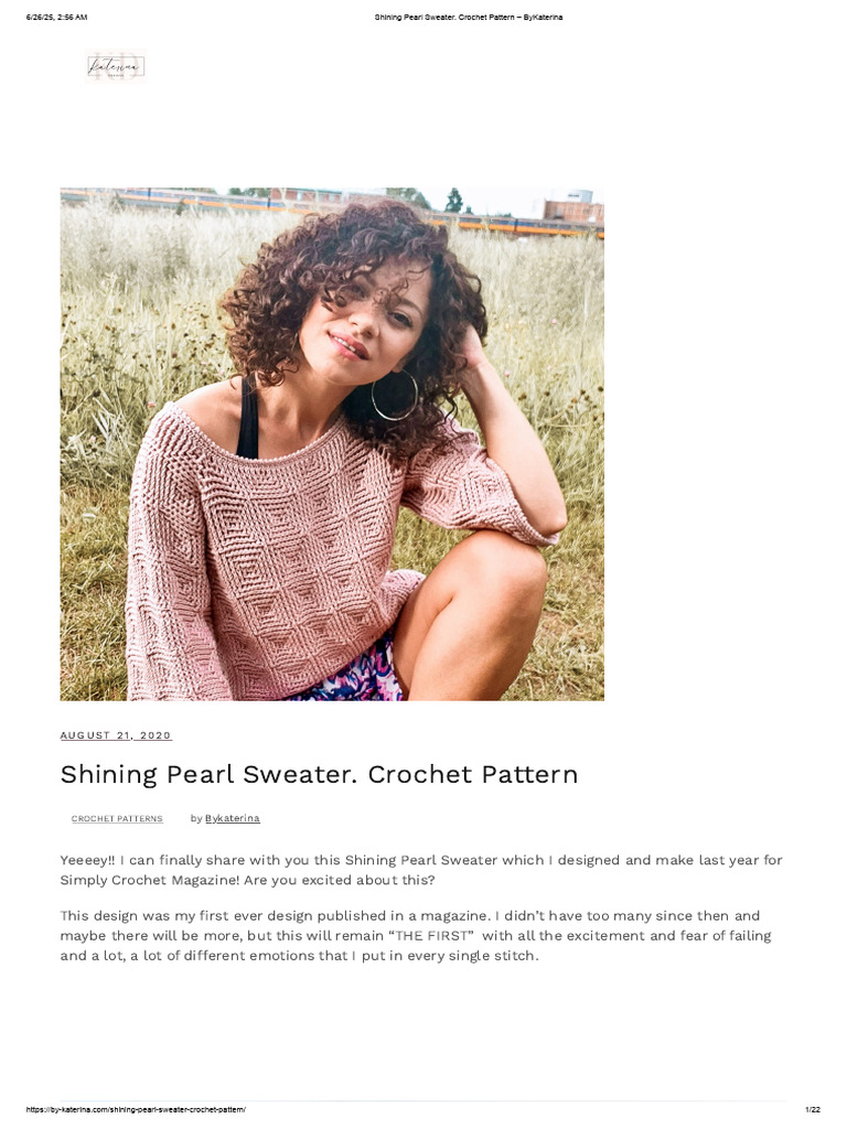 Shining Pearl Sweater Crochet Pattern | PDF | Crochet | Textile Arts