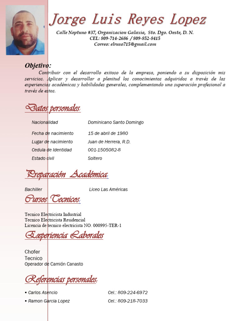 CV Jorge Luis Reyes Lopez | PDF