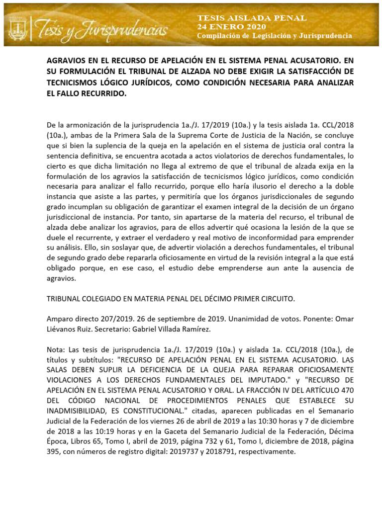 Agravios Tesis Aislada | PDF | Caso de ley | Apelación