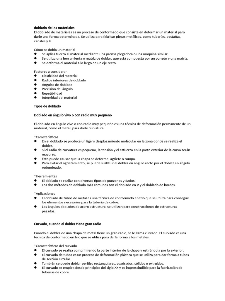 Doblado de Los Materiales | PDF | Cobre | Rieles