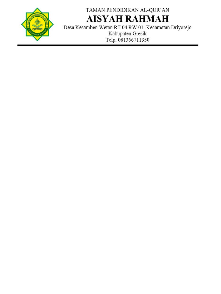 Kop Surat Logo TPQ Aisyah Rahmah | PDF