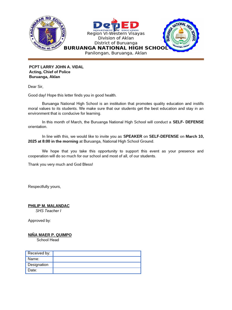 Letter of Invitation PNP Self Defense | PDF